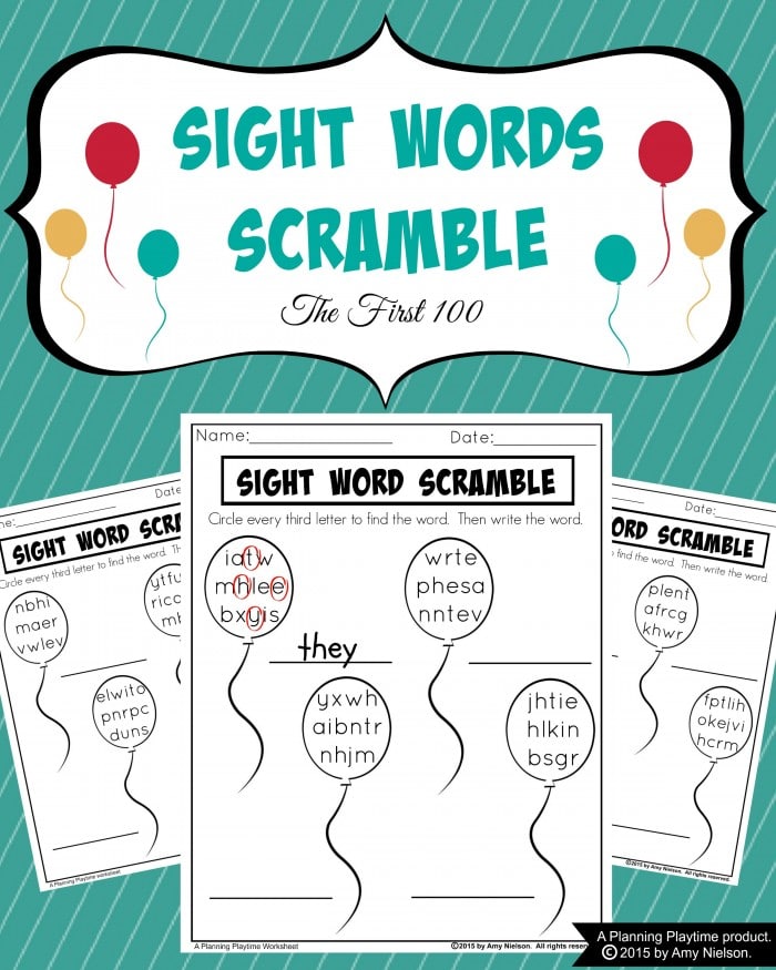 Sight Words Scramble Worksheets - Planning Playtime