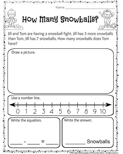 1st Grade December Math and Literacy Worksheets - Planning Playtime