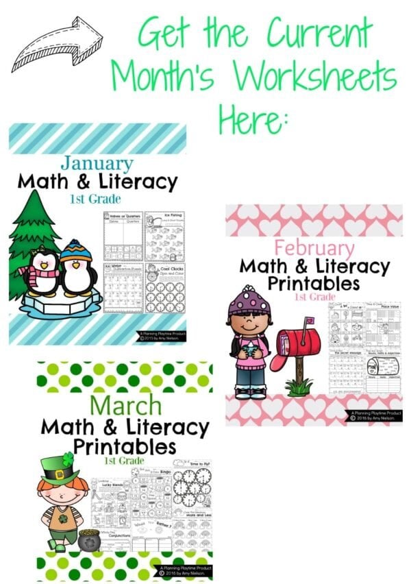 1st Grade December Math and Literacy Worksheets - Planning Playtime