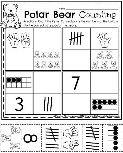 January Kindergarten Worksheets