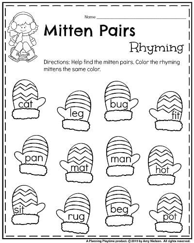 January Kindergarten Worksheets