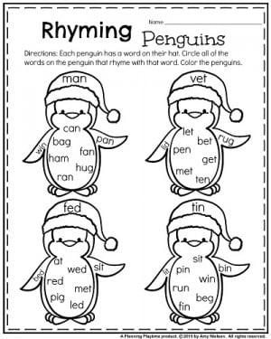 January Kindergarten Worksheets