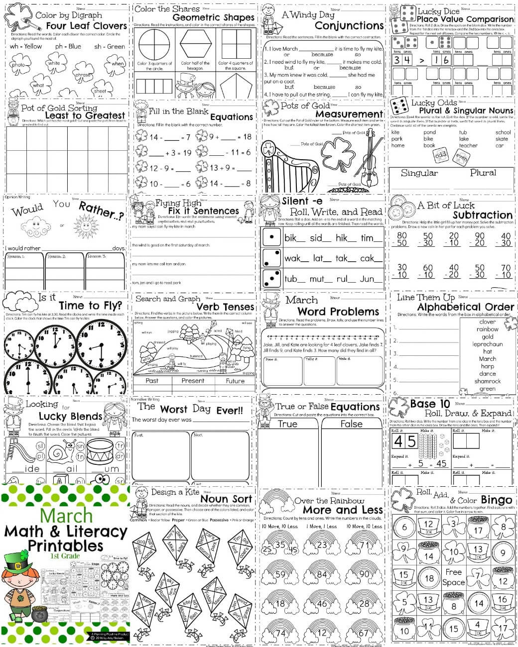 March First Grade Worksheets - Planning Playtime