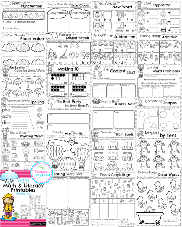 Spring Kindergarten Worksheets - Planning Playtime