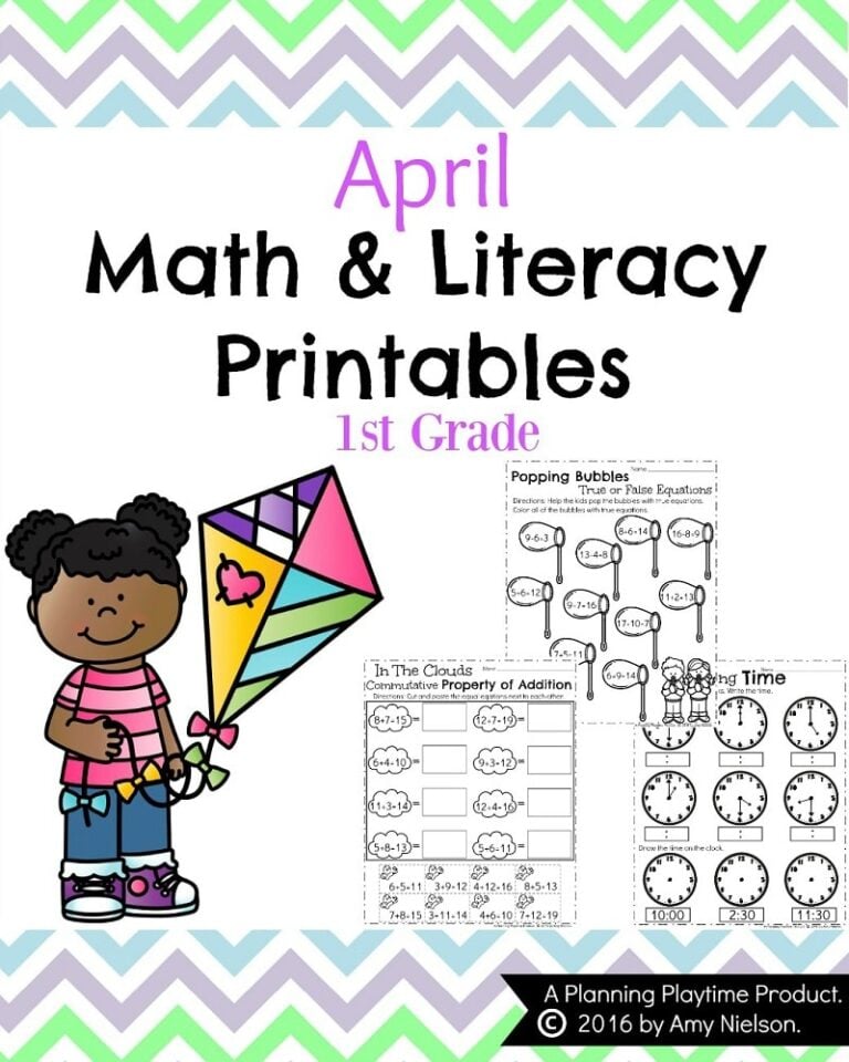 April First Grade Worksheets - Planning Playtime