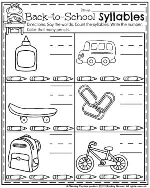 Back to School Kindergarten Worksheets - Planning Playtime