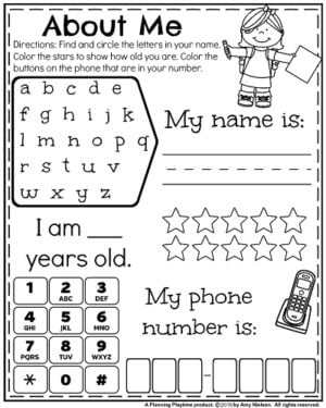 Back to School Kindergarten Worksheets - Planning Playtime