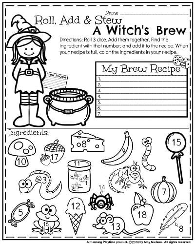 October First Grade Worksheets - Planning Playtime