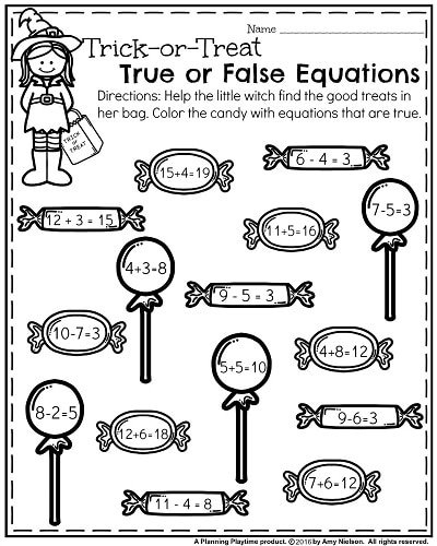 October First Grade Worksheets - Planning Playtime