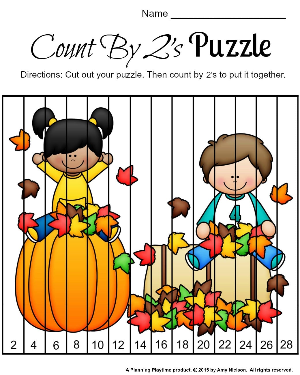 FREE Fall Skip Counting Puzzles - Planning Playtime