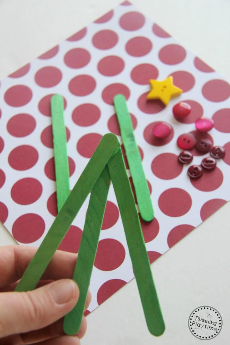 Popsicle Stick Christmas Tree Ornaments - Planning Playtime