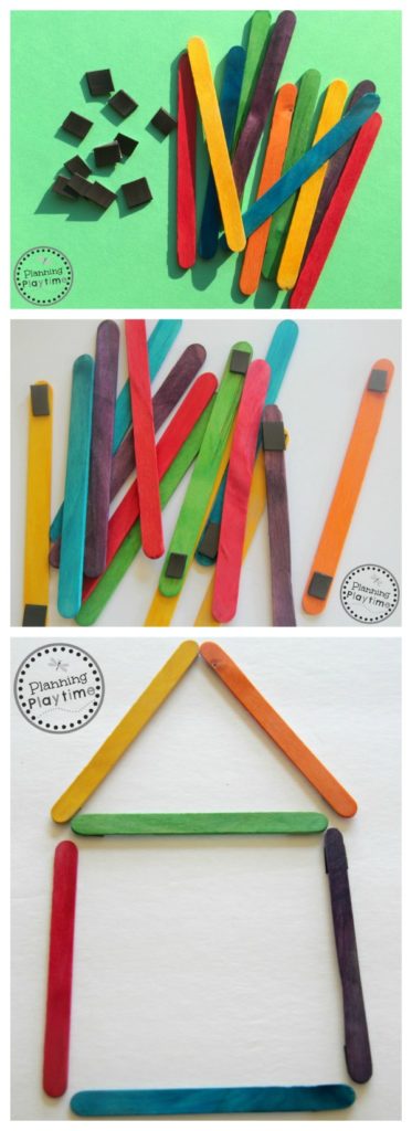 Popsicle Stick Shape Building Magnets - Planning Playtime