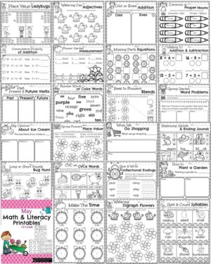 May First Grade Worksheets for Spring - Planning Playtime