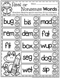 Real or Nonsense Words Worksheets - Planning Playtime