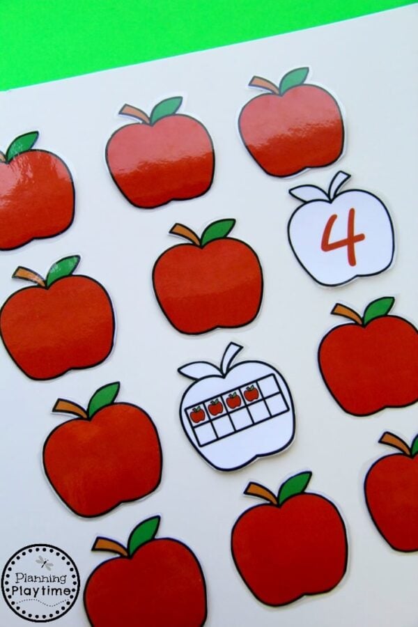 Apple Subitizing Memory Game - Numbers 1-10 Kindergarten Math ...