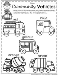 Tracing and Coloring Worksheets - Community Helpers - Planning Playtime