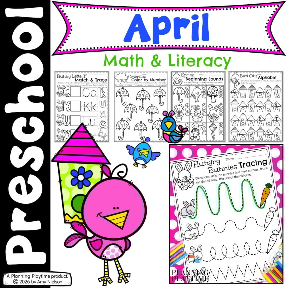Sorting, Graphing, Patterns, Cut & Paste - April Preschool Worksheets ...