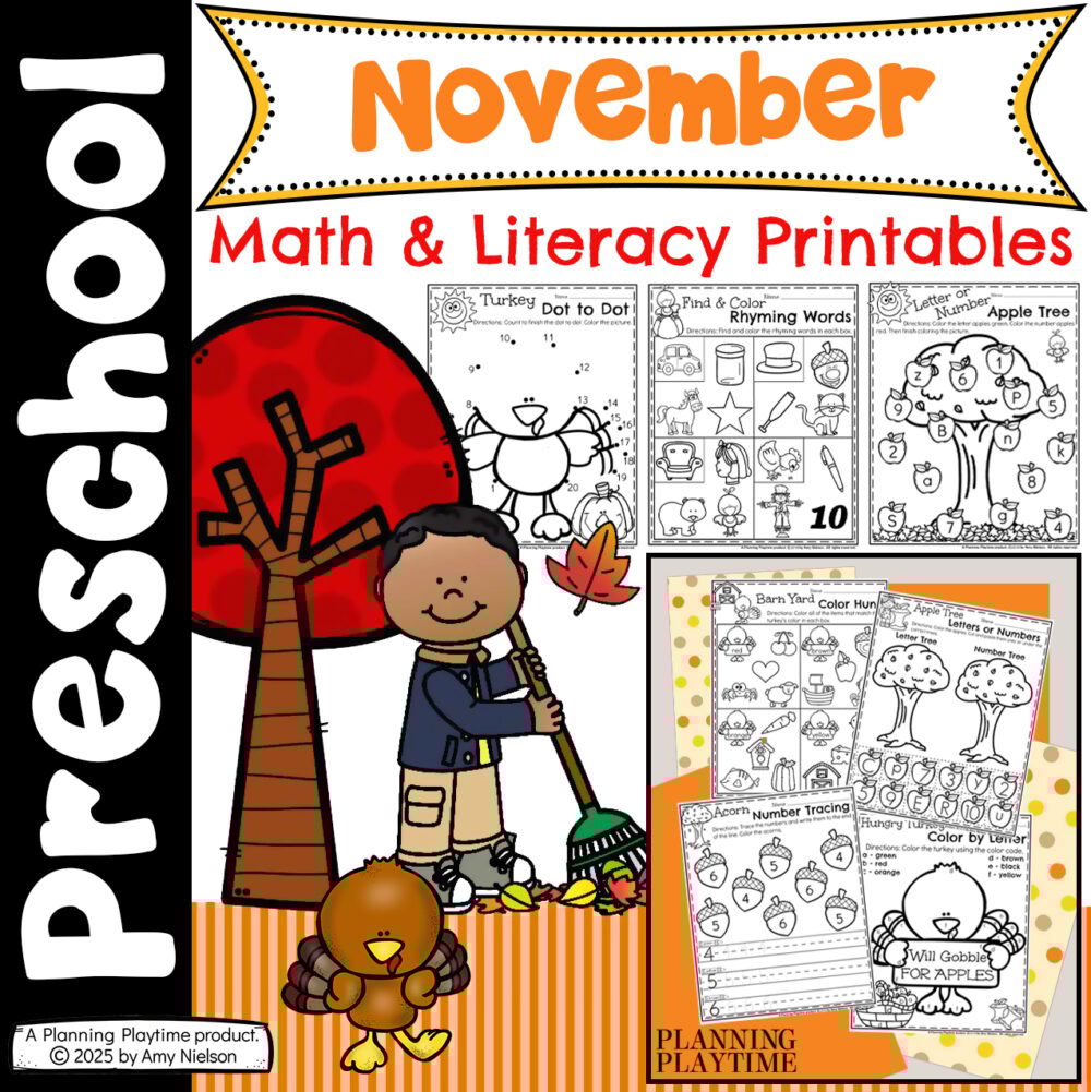 November Preschool Worksheets - Planning Playtime