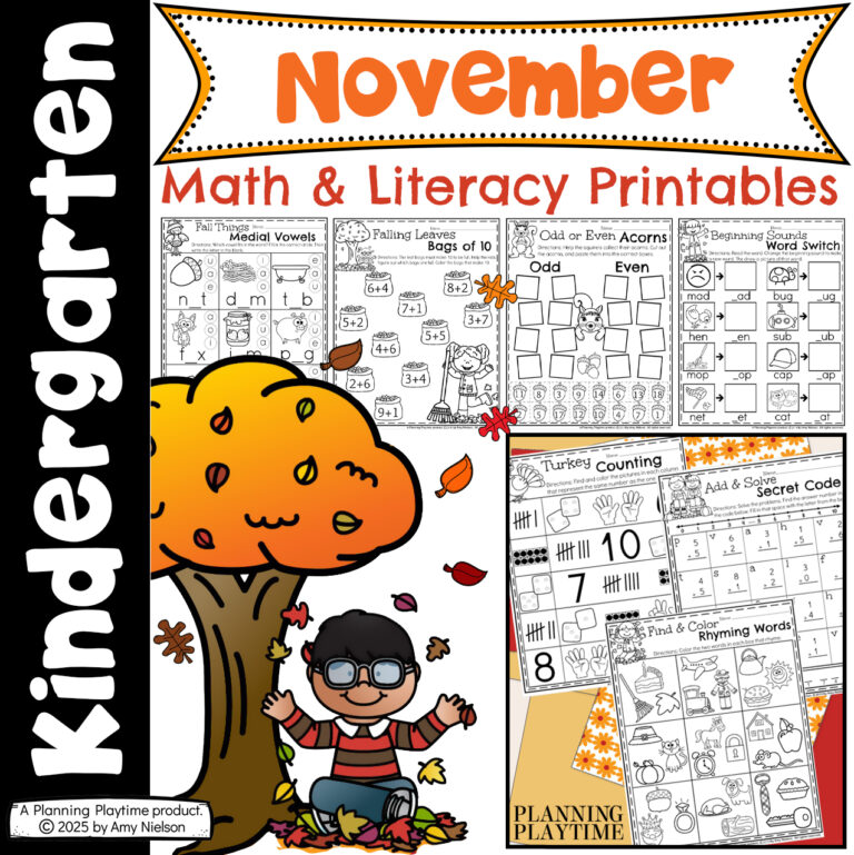 November Kindergarten Worksheets - Planning Playtime