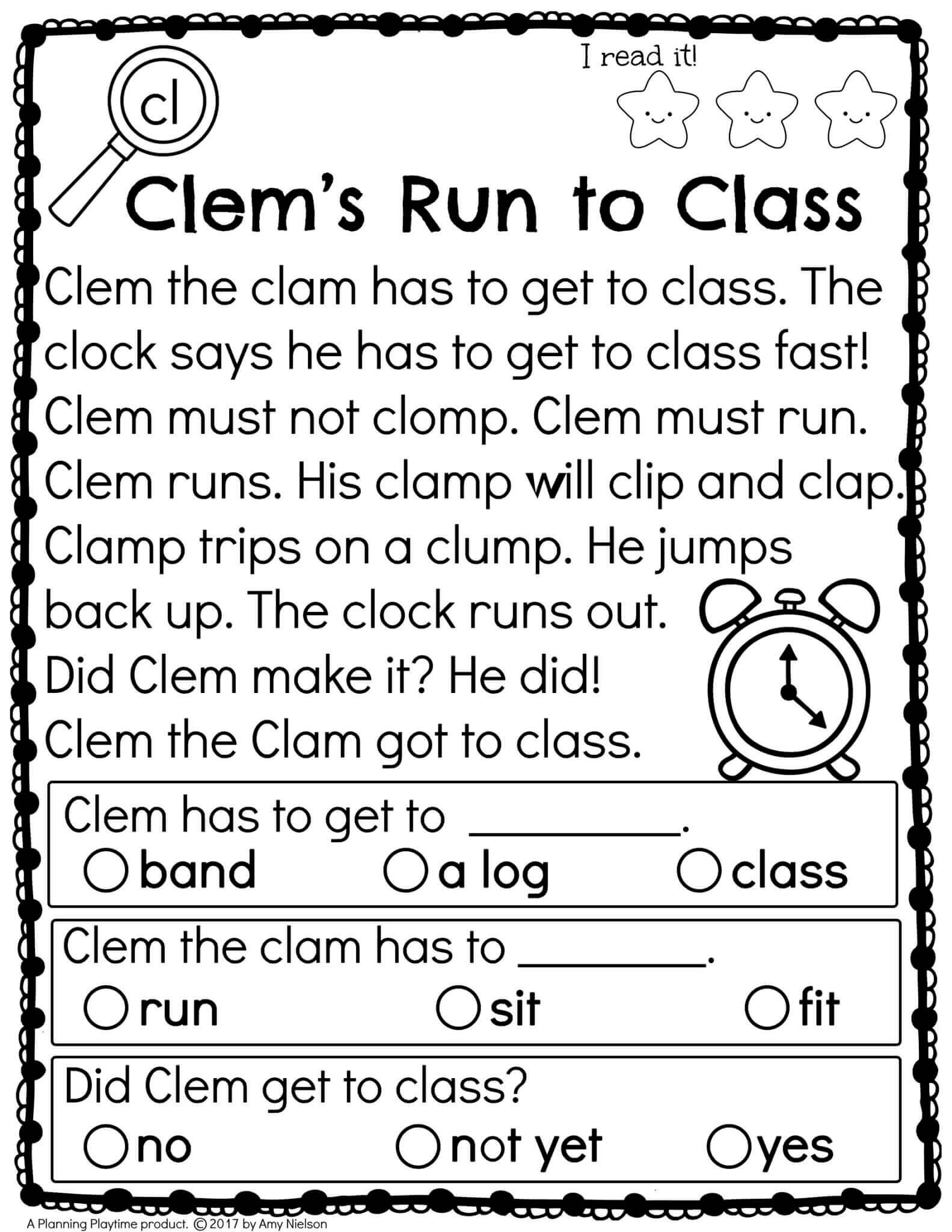 Kindergarten Reading Comprehension #2 - Planning Playtime