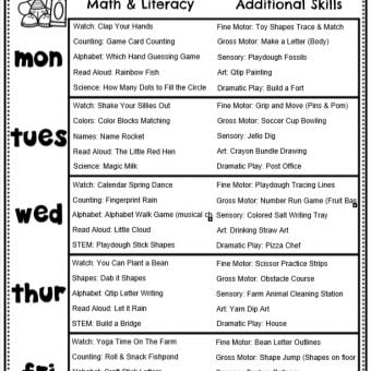 At Home Lesson Plans - Week 7 - Planning Playtime