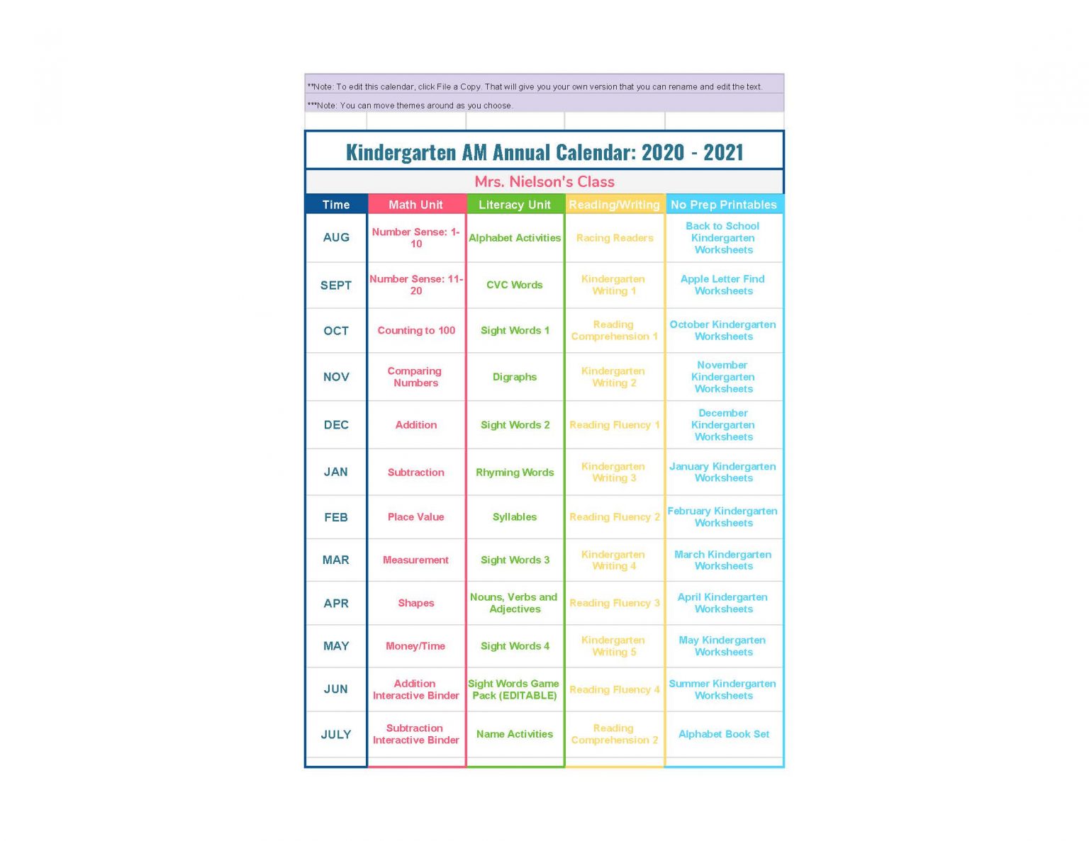 Annual Calendar - Planning Playtime