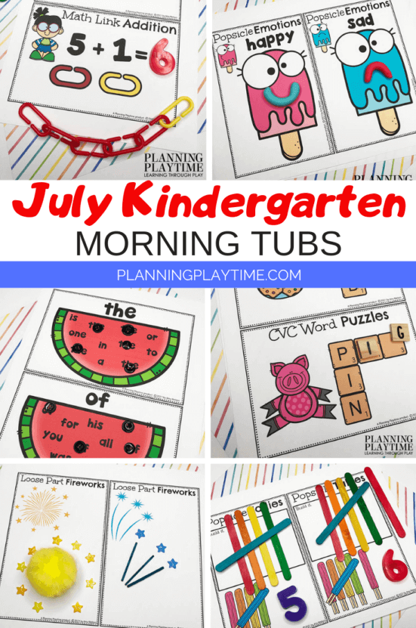 July Kindergarten Morning Tubs - Planning Playtime