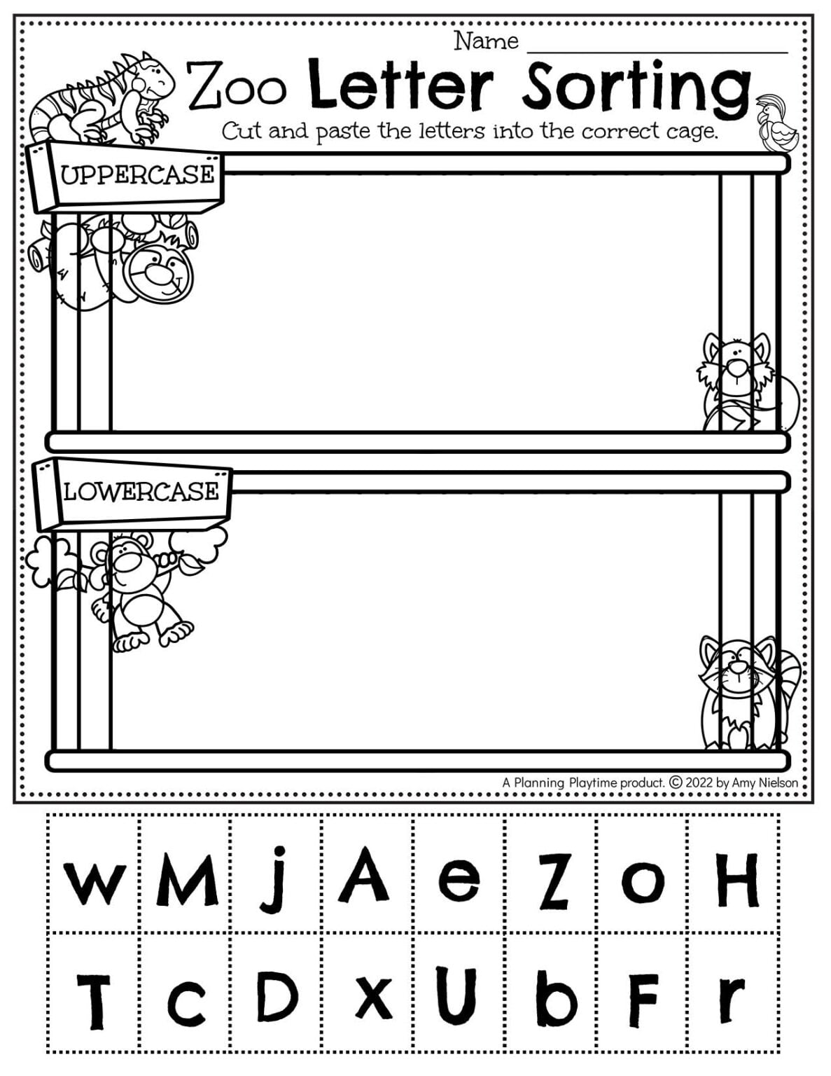 Zoo Upper and Lowercase Letter Sorting - Zoo Preschool Worksheets ...