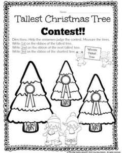 Comparing Size Christmas Trees Measurement - December Kindergarten ...