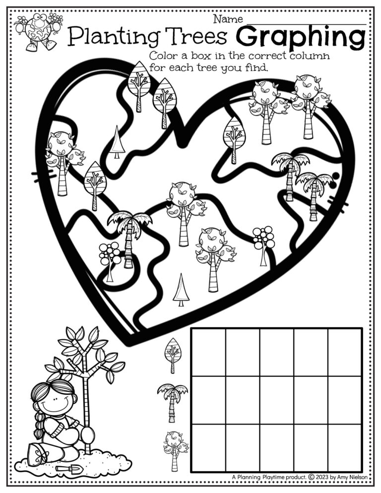 Planting Trees Graphing Worksheets - Earth Day Theme Worksheets Pack ...