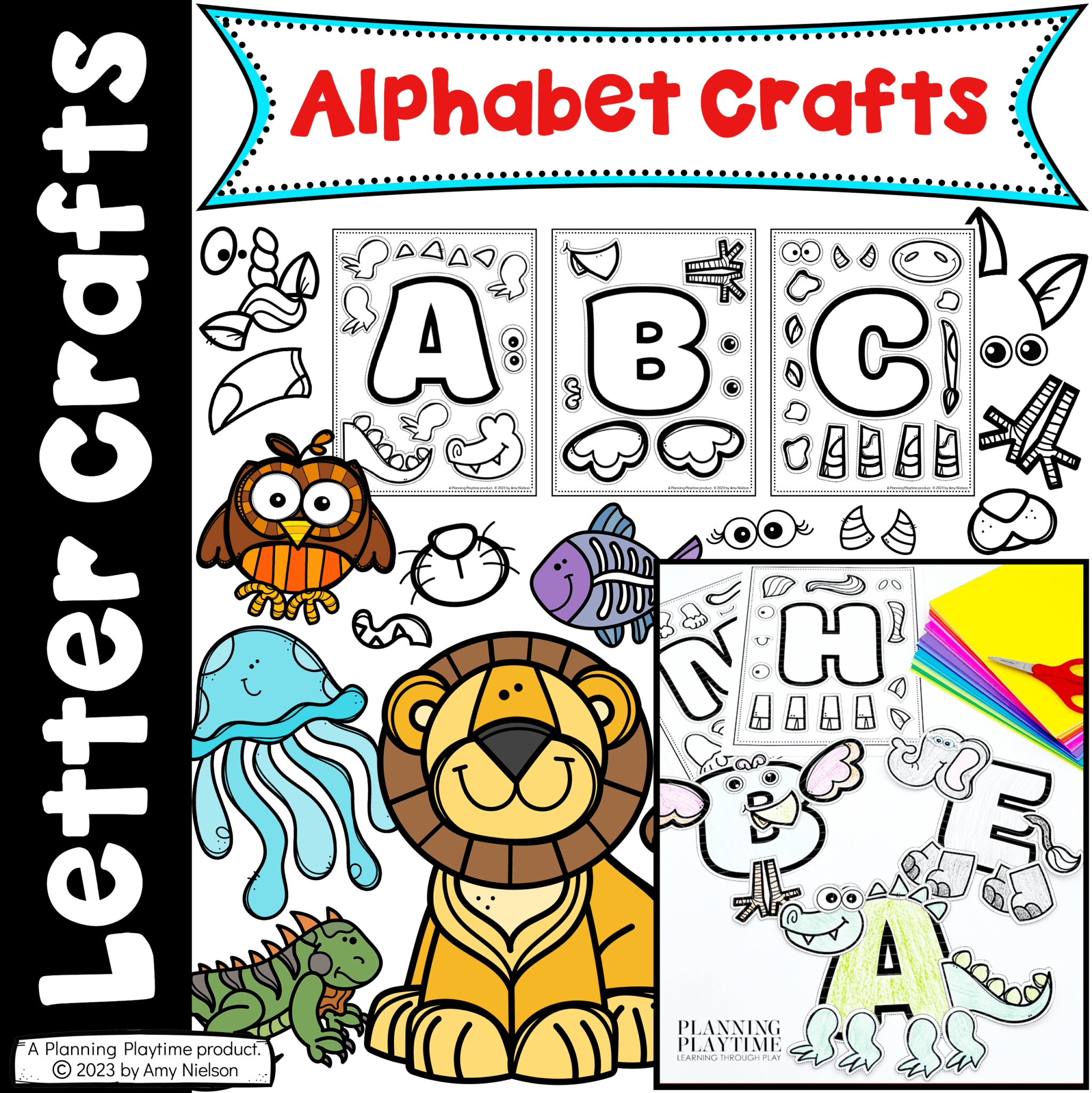 Printable Alphabet Animal Letter Crafts - Planning Playtime
