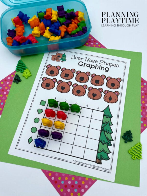 Bear Nose Shapes Graphing - Bear Binder Activities Preschool - Planning ...