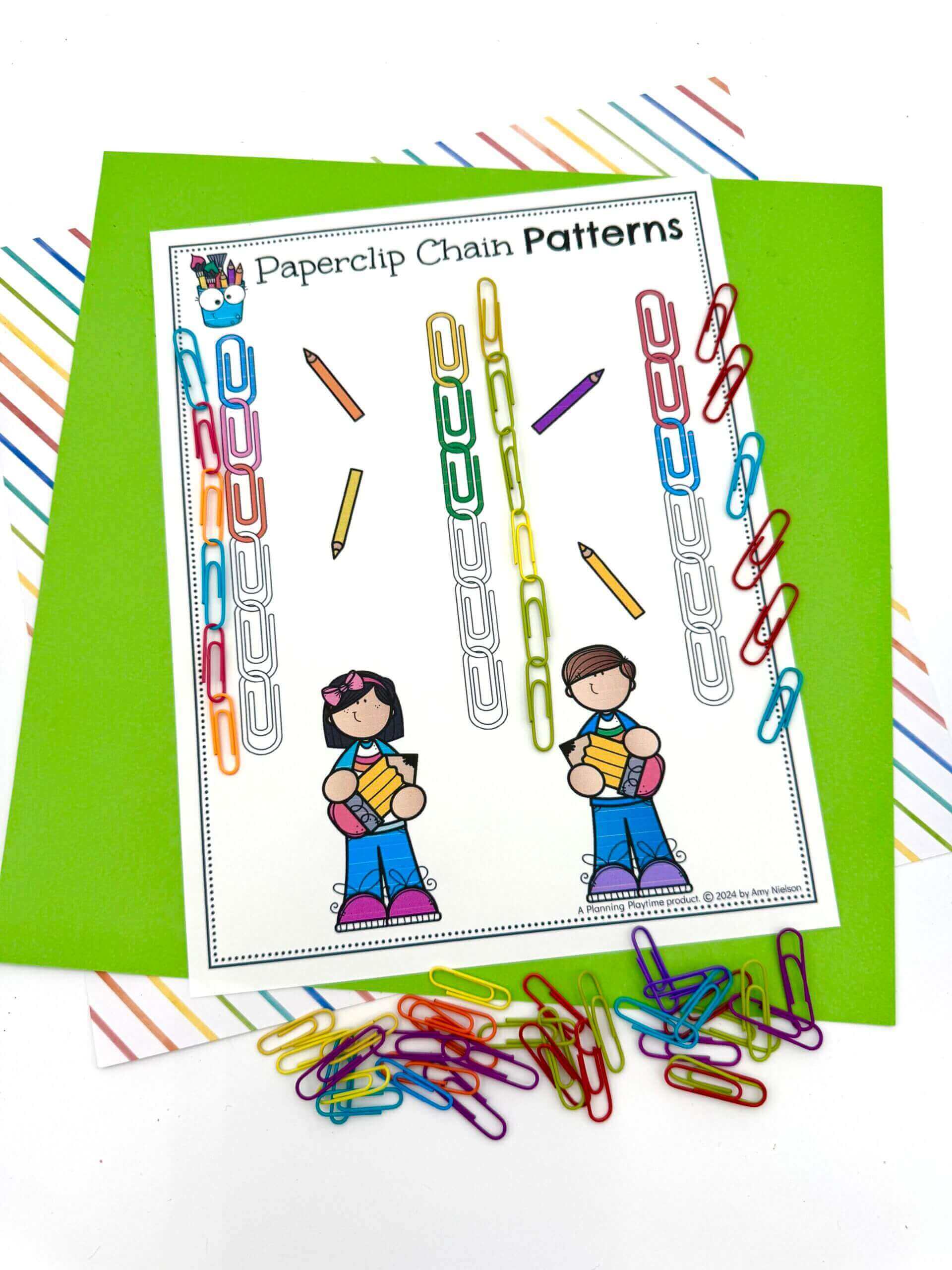 Paperclip Chain Patterns - Pattern Activities Preschool - Kindergarten ...