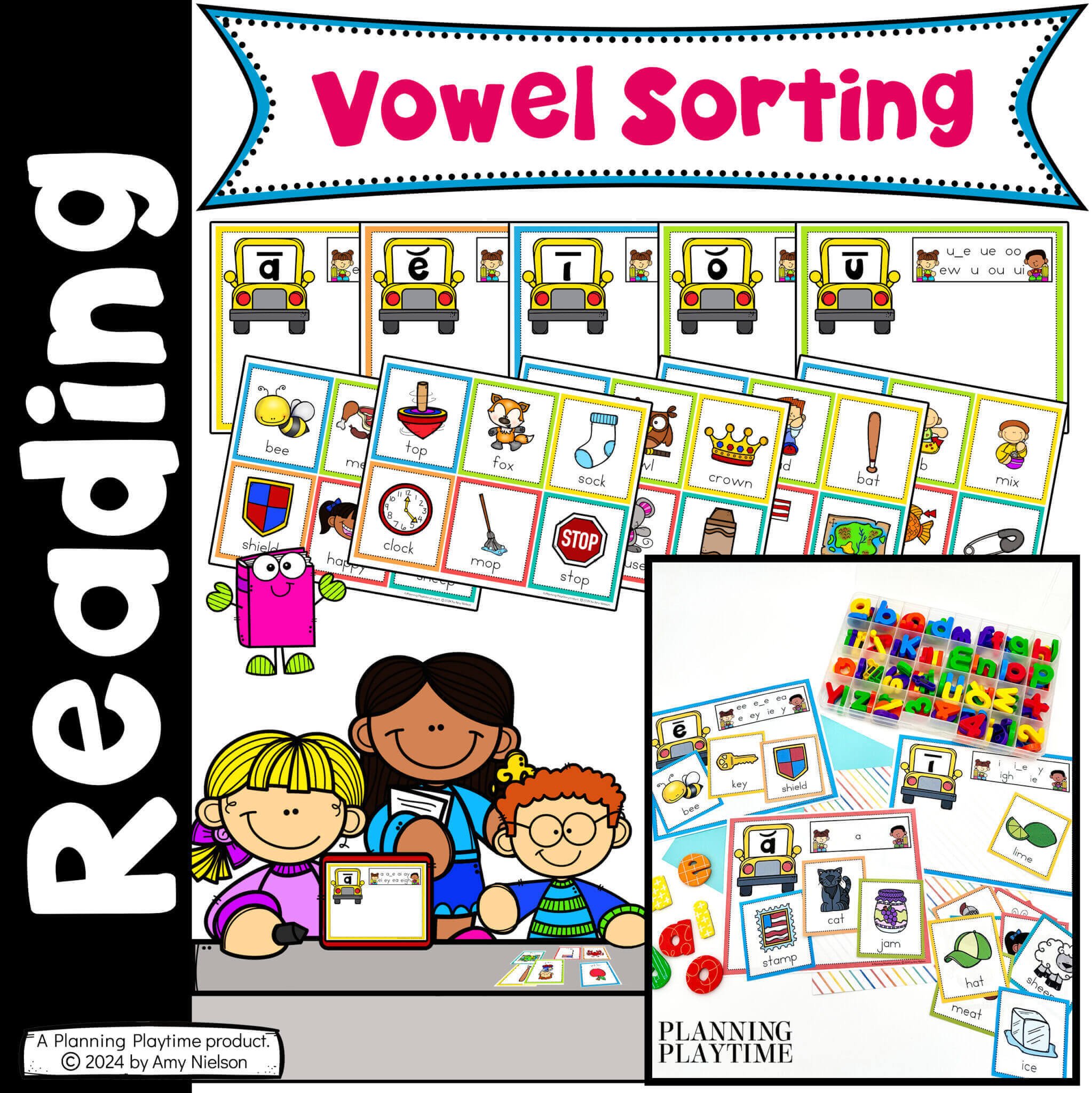 Long and Short Vowel Sorting Mats - Planning Playtime