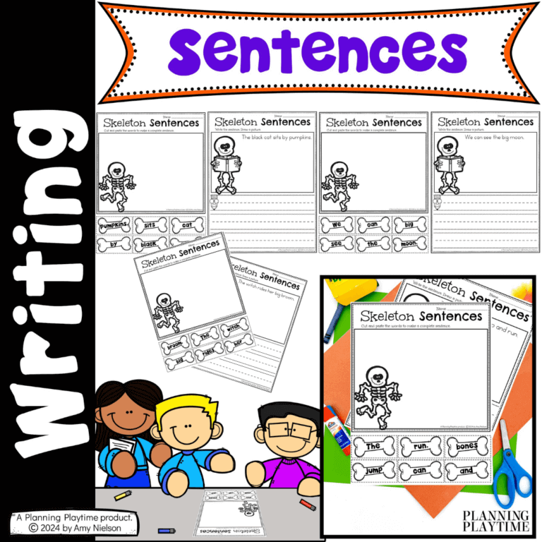 Halloween Sentence Building Worksheets - Planning Playtime