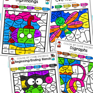 Color By Code Phonics Worksheet Set - Planning Playtime