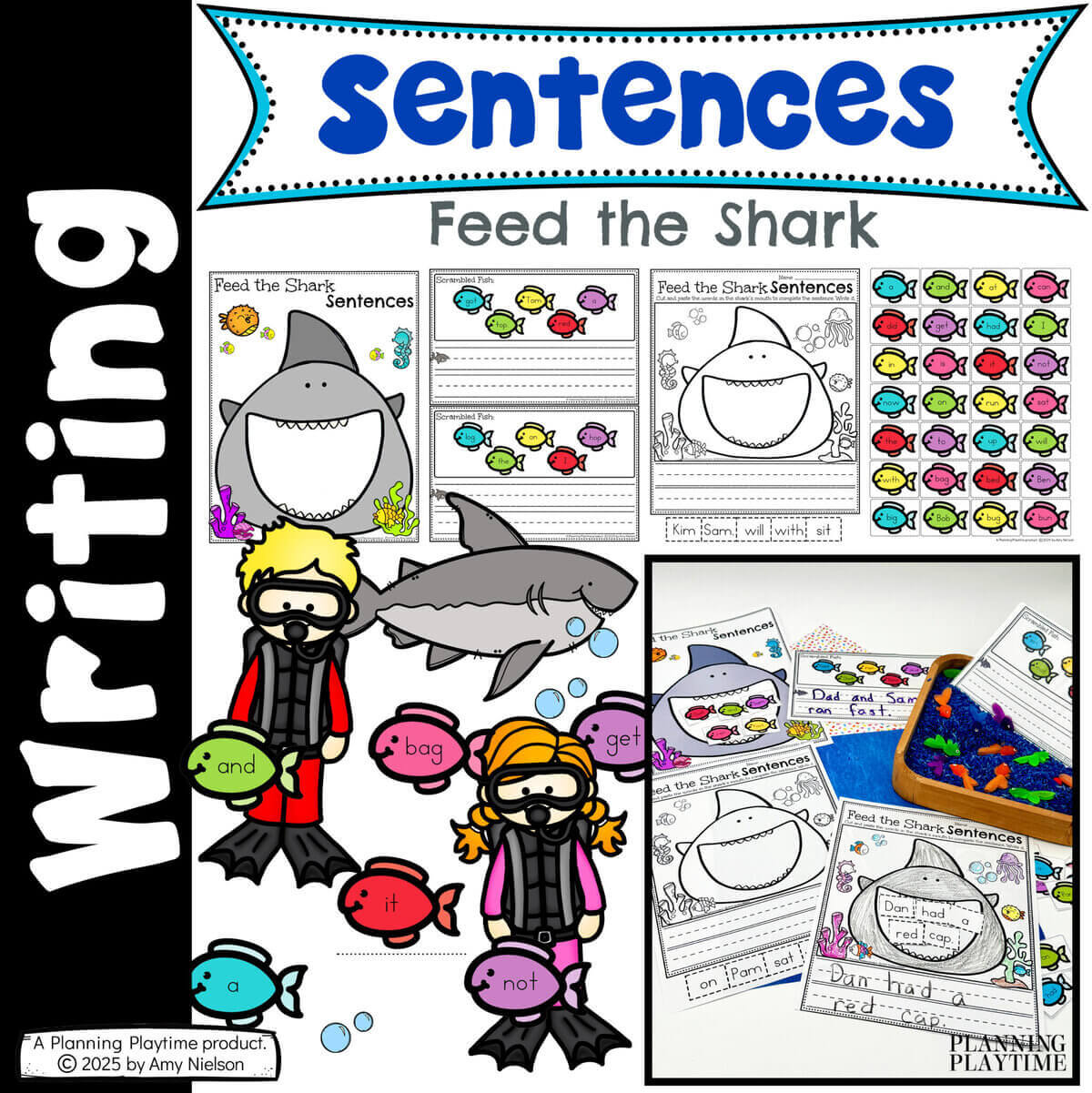 Feed the Shark Sentence Building Games - Pre - K Kindergarten Phonics ...