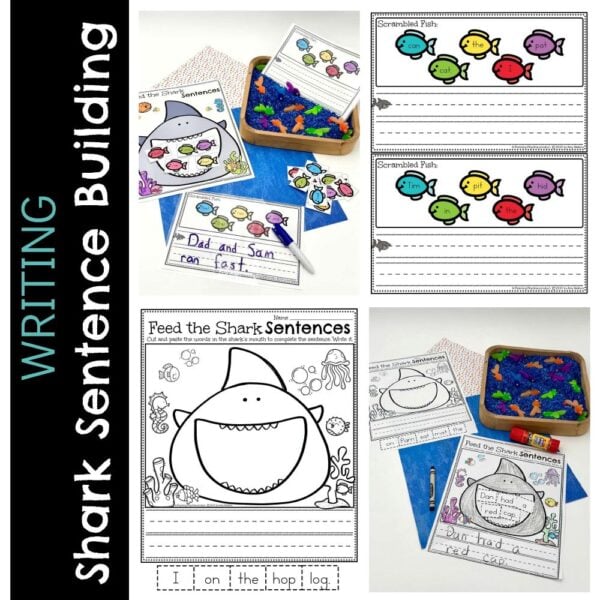 Feed the Shark Sentence Building Games - Pre - K Kindergarten Phonics ...