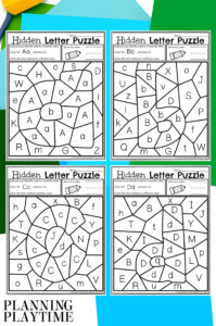 Alphabet Worksheets – Color by Letter Hidden Pictures - Planning Playtime