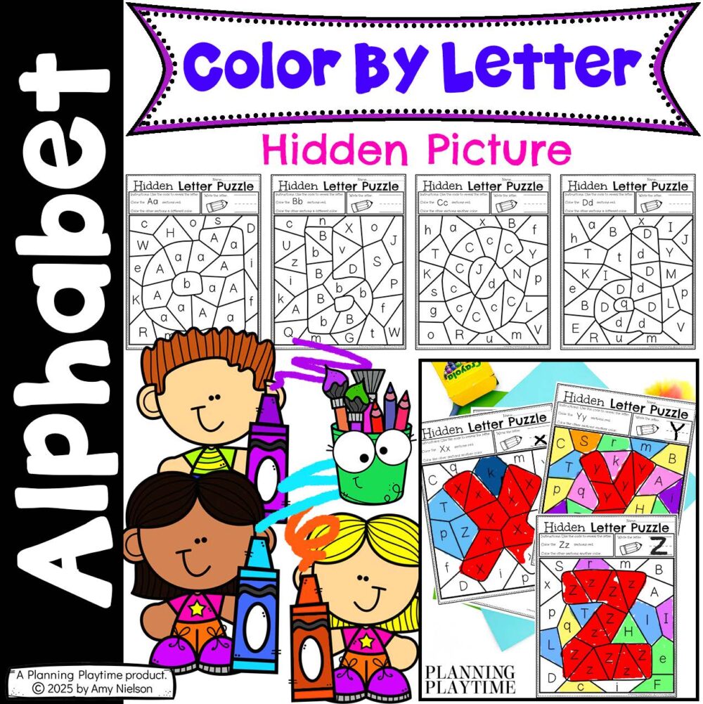 Alphabet Color By Letter Worksheets - Planning Playtime