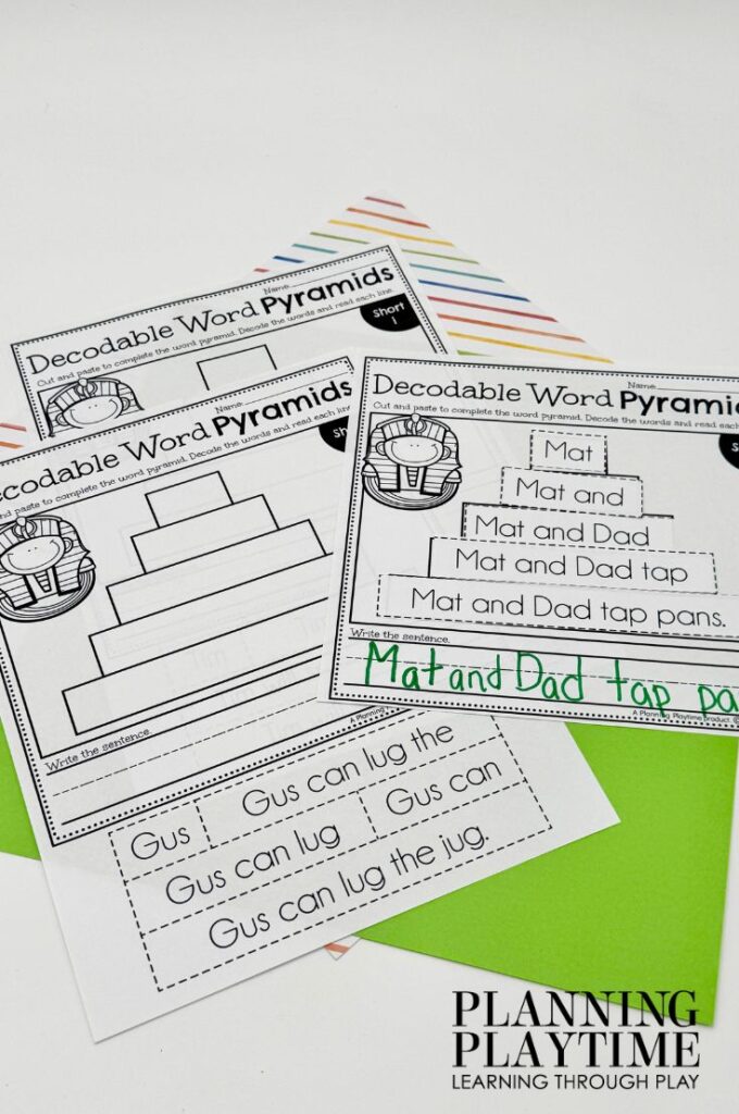 Decodable Word Pyramids Worksheets - Planning Playtime