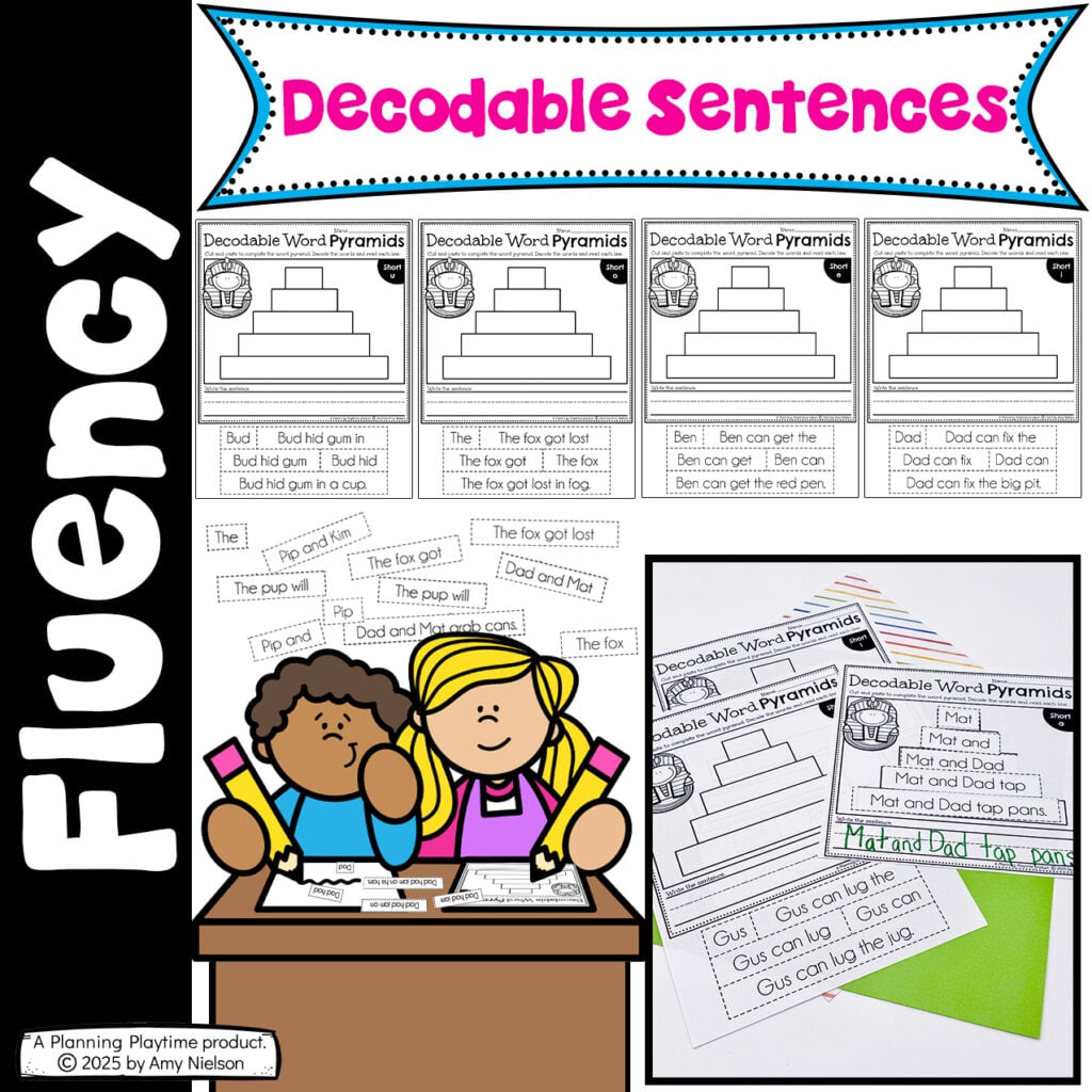 Decodable Word Pyramids Worksheets - Planning Playtime