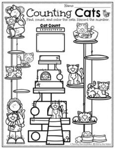 Counting Cats Worksheets - Pet Preschool Worksheets - Planning Playtime