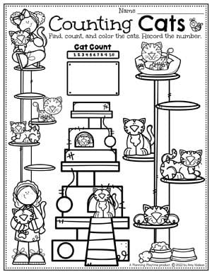 Counting Cats Worksheets - Pet Preschool Worksheets - Planning Playtime