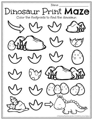 Dinosaur Footprint Maze Worksheets - Dinosaur Worksheets Pack ...