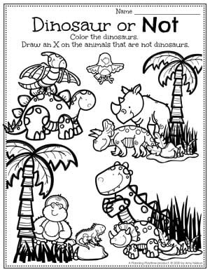 Dinosaur or Not Sorting Worksheets - Dinosaur Worksheets Pack ...