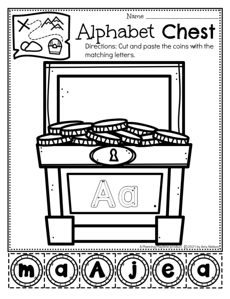 Pirate Treasure Chest Letter Trace and Sort Worksheets - Pirate Theme ...