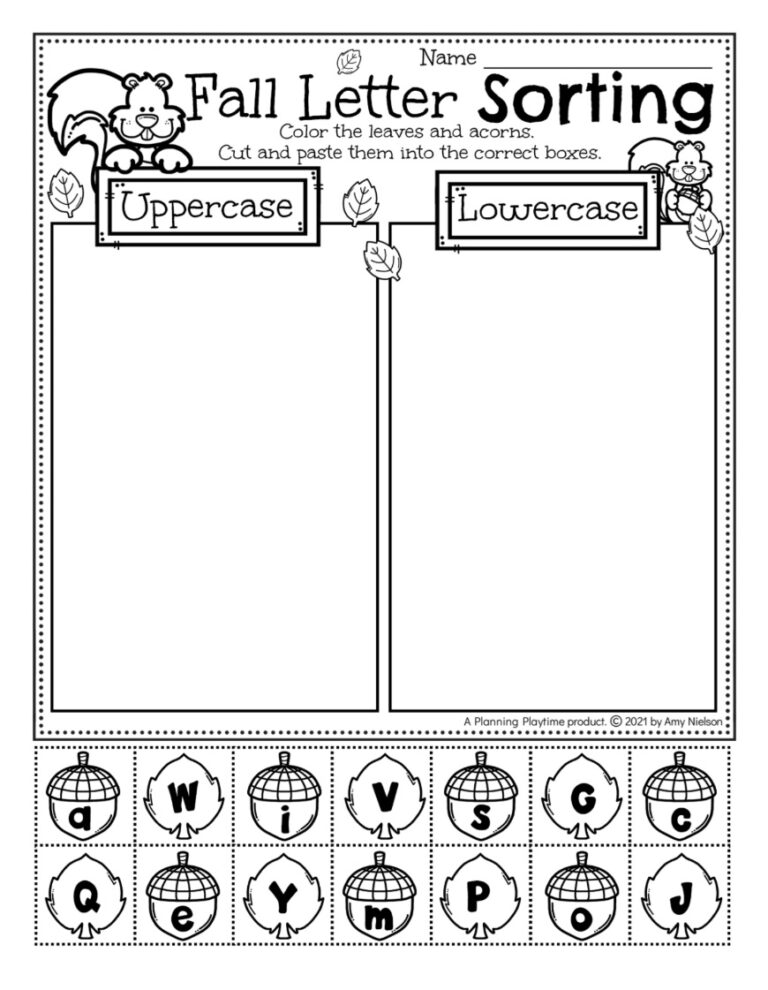 Fall Upper and Lowercase Letter Sorting Worksheets - Fall Worksheets ...