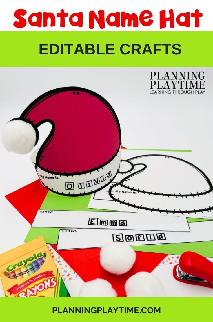Editable Santa Hat Name Craft for Kids