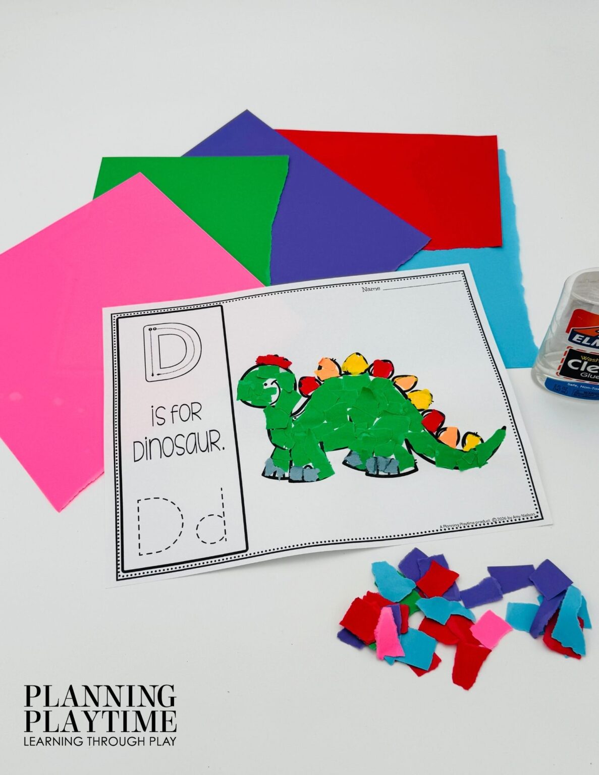 Alphabet Craft - Letter Sound Tear Art - Planning Playtime